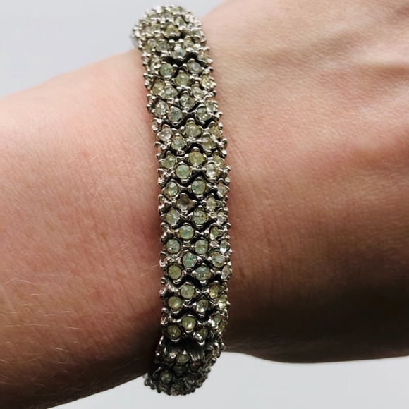 Vintage | Jewelry | Vintage Silver Rhinestone Bracelet | Poshmark